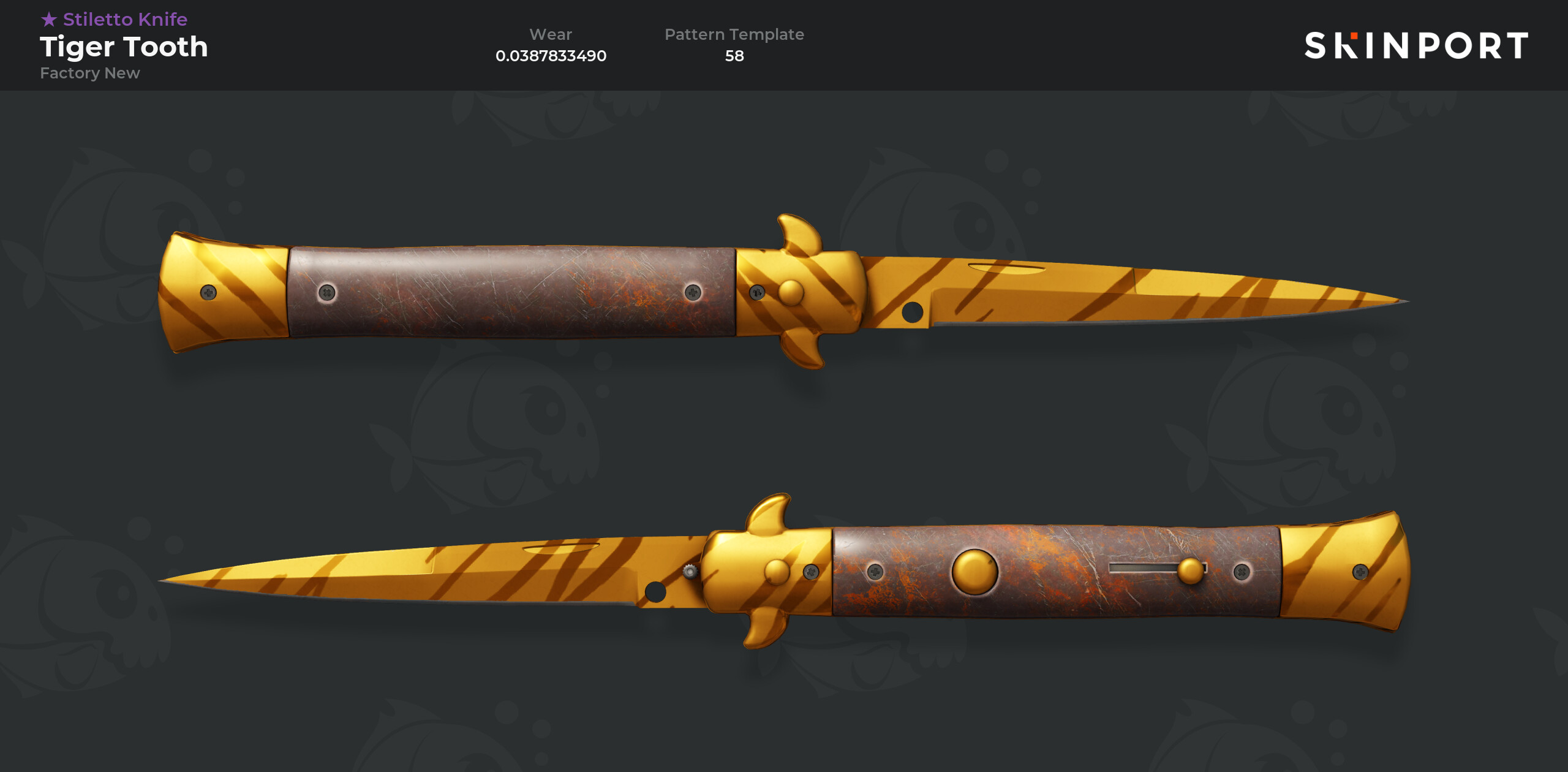 Купить ★ Stiletto Knife | Tiger Tooth (Factory New) - цена 466.39 $ USD ...