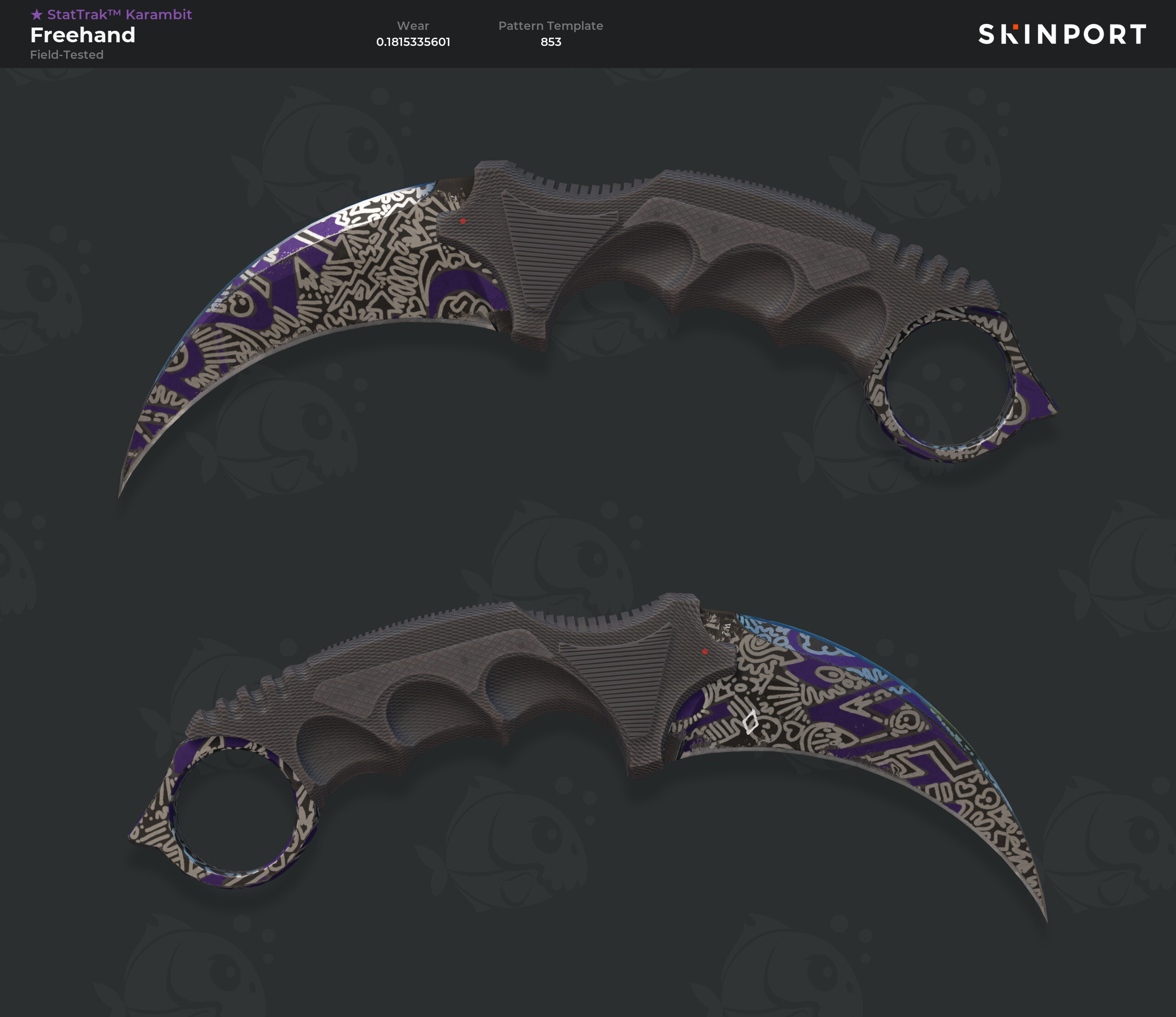 Купить ★ StatTrak™ Karambit | Freehand (Field-Tested) - цена 843.53 ...
