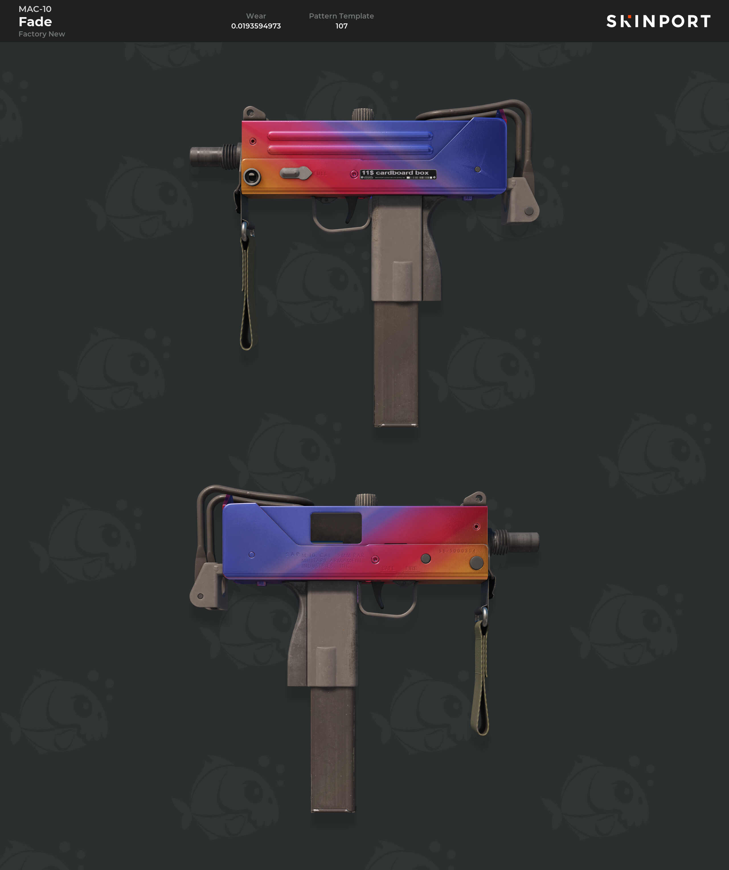 MAC-10 | Fade (Factory New) - Counter-Strike 2 - Skinport