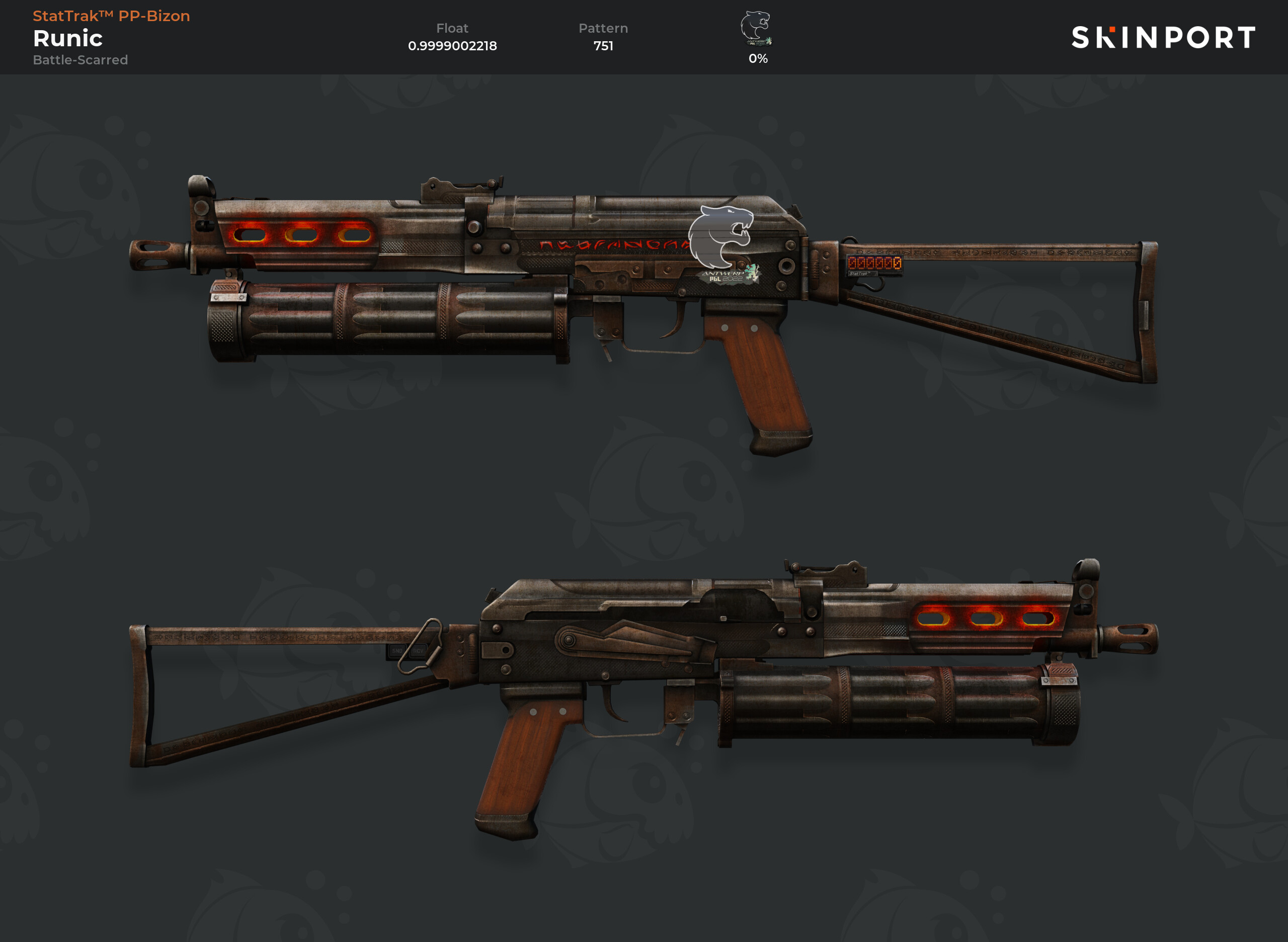 StatTrak™ PP-Bizon | Runic (Battle-Scarred) - Counter-Strike 2 - Skinport