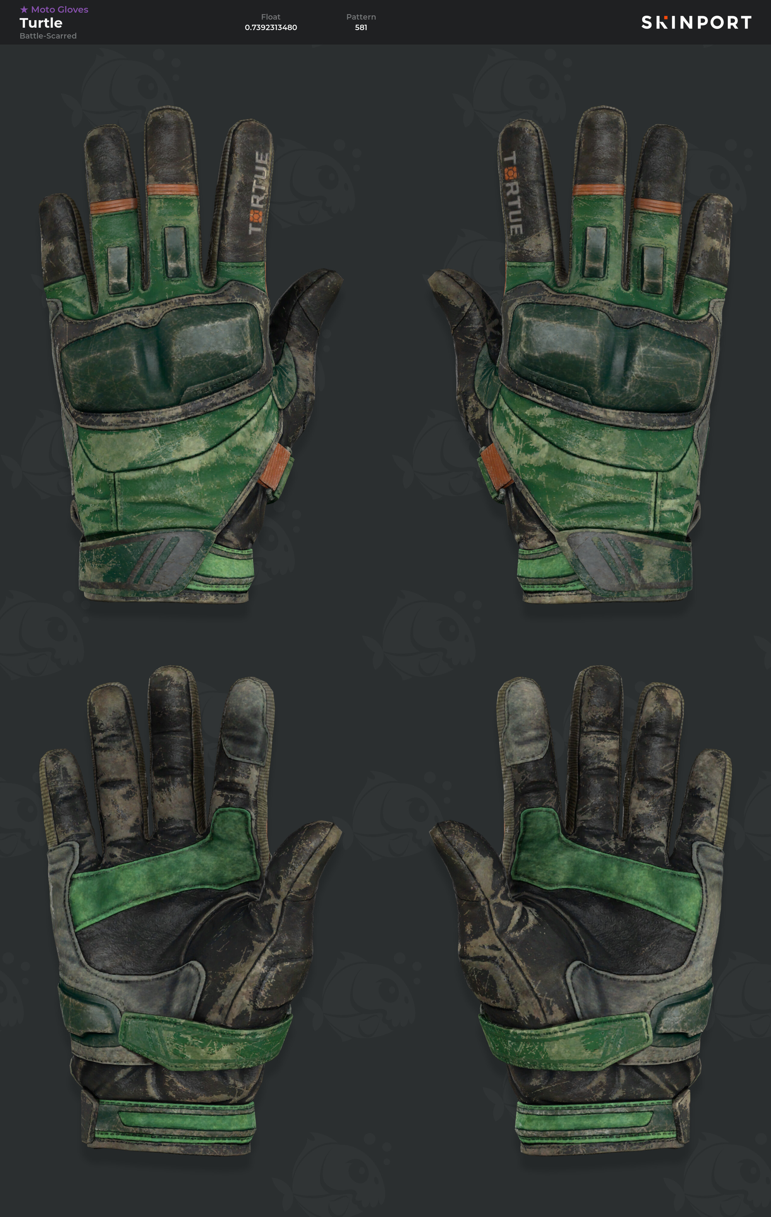 Moto Gloves | Turtle (Battle-Scarred) - Counter-Strike 2 - Skinport