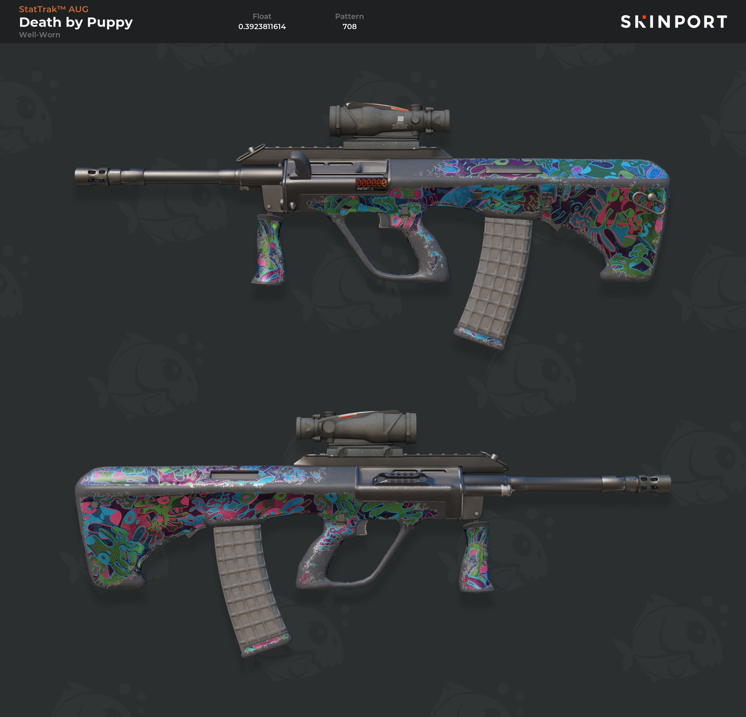 StatTrak™ AUG | Death by Puppy (Well-Worn) - Counter-Strike 2 - Skinport