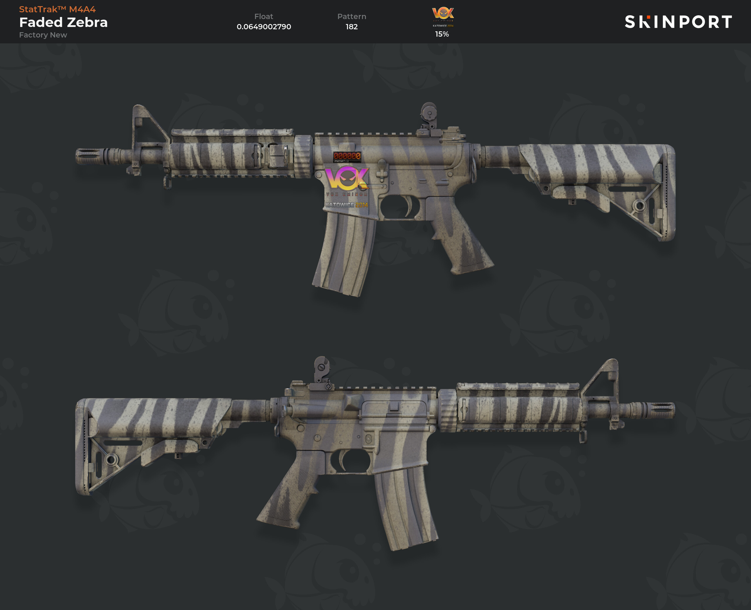 StatTrak™ M4A4 | Faded Zebra (Factory New) - Counter-Strike 2 - Skinport