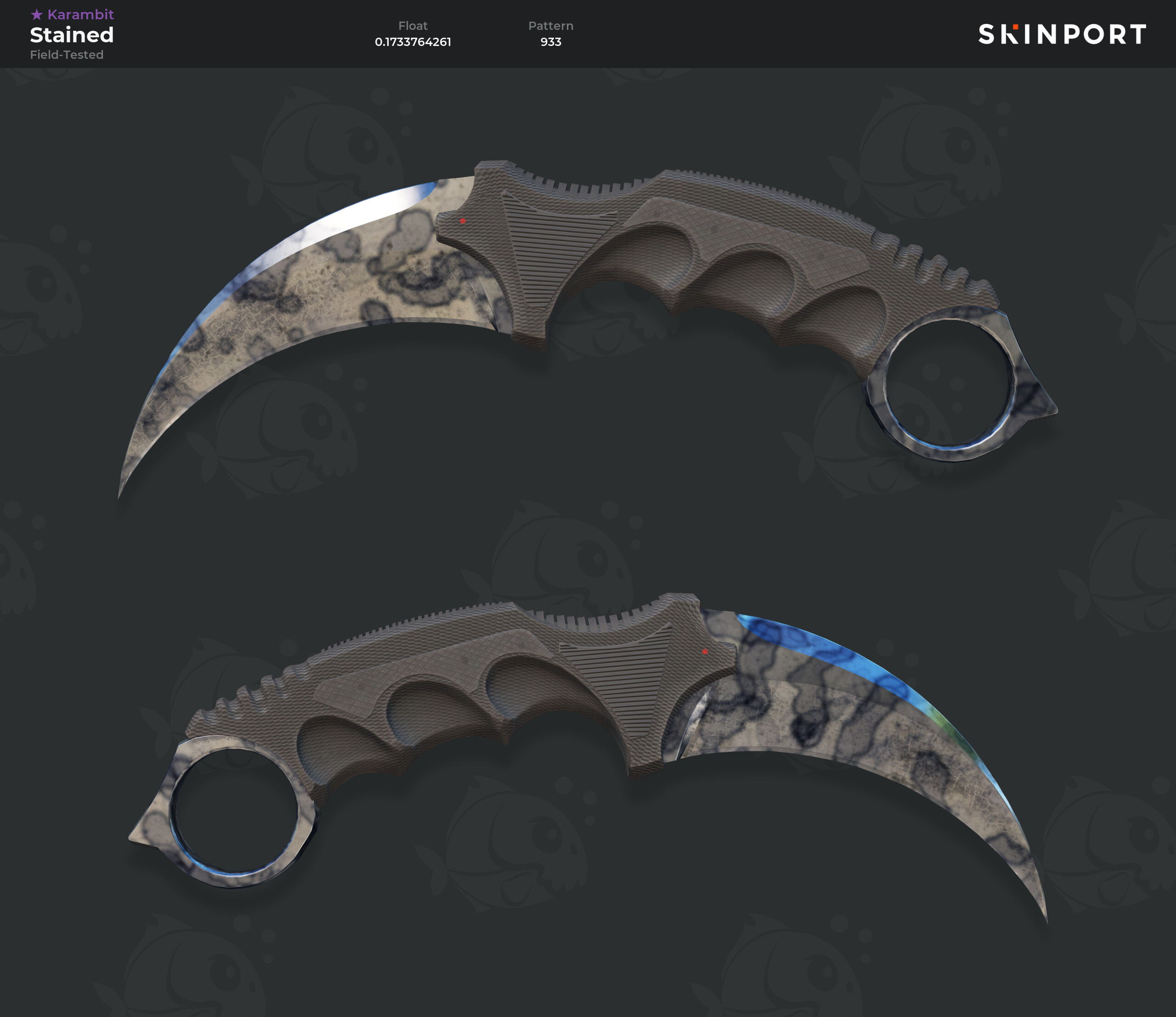 Karambit (★) | Stained (Afprøvet i marken) - Counter-Strike 2 - Skinport