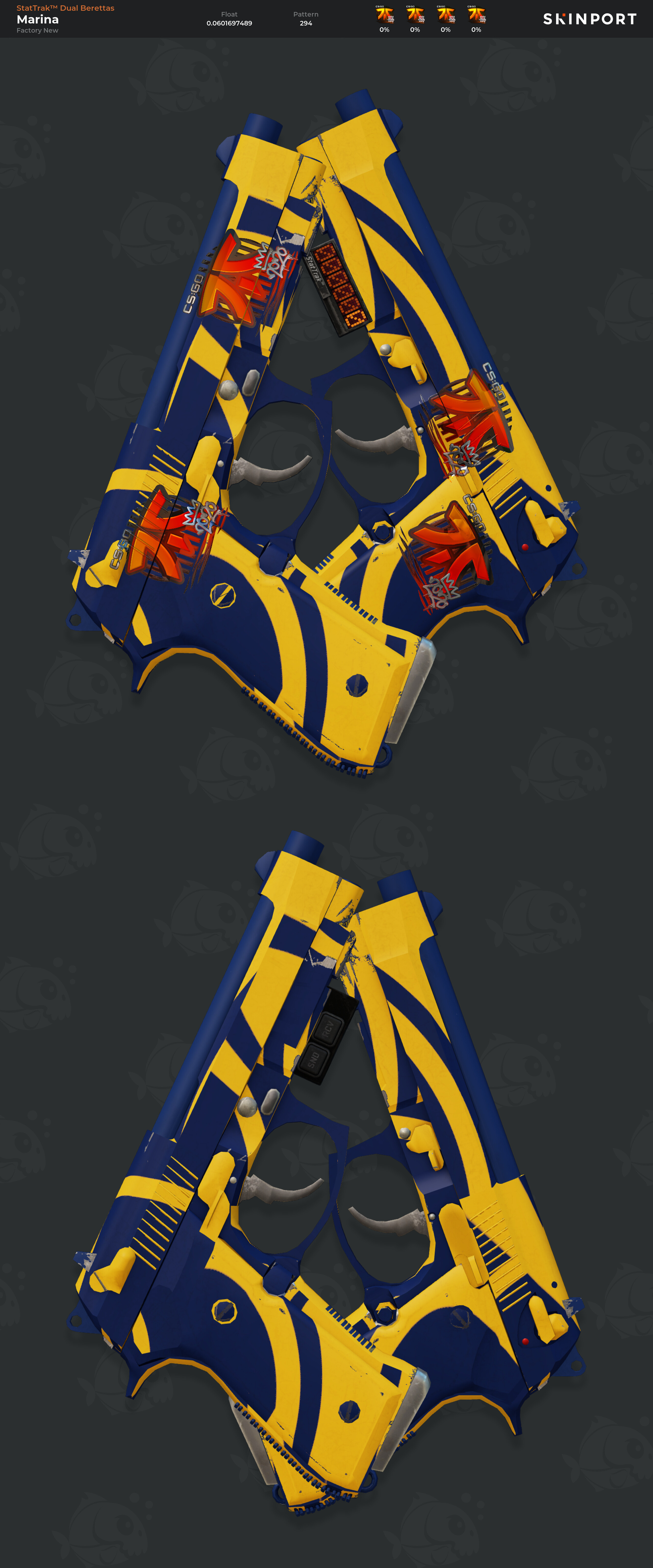 StatTrak™ Dual Berettas | Marina (Factory New) - Counter-Strike 2 ...