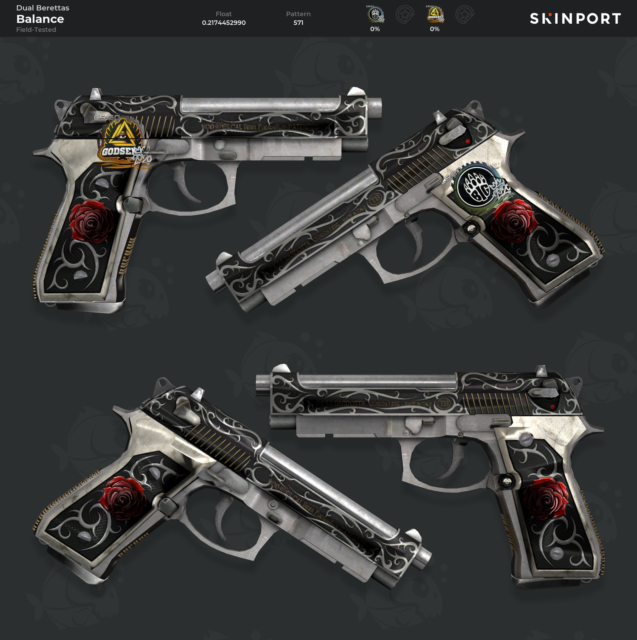 Dual Berettas | Balance (Field-Tested) - CS:GO - Skinport