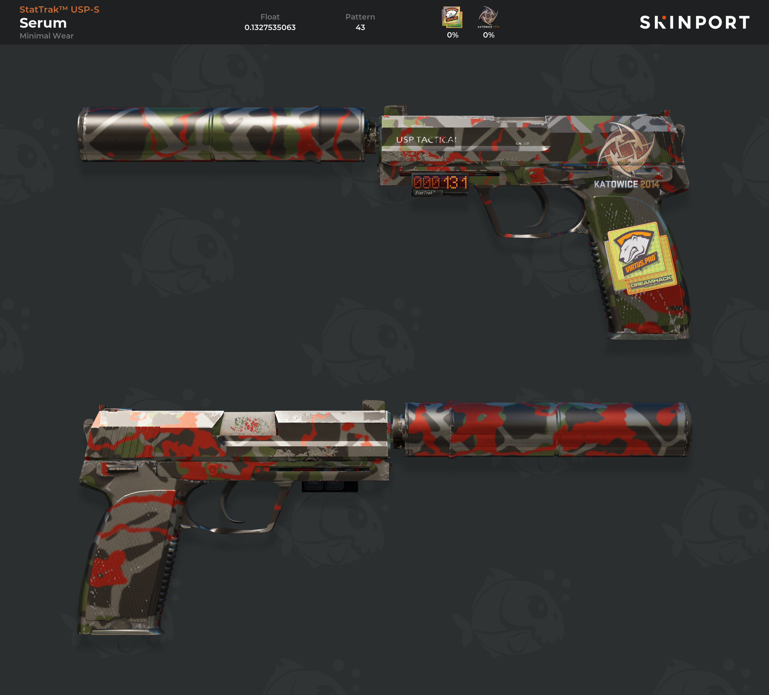 StatTrak™ USP-S | Serum (Minimal Wear) - Counter-Strike 2 - Skinport