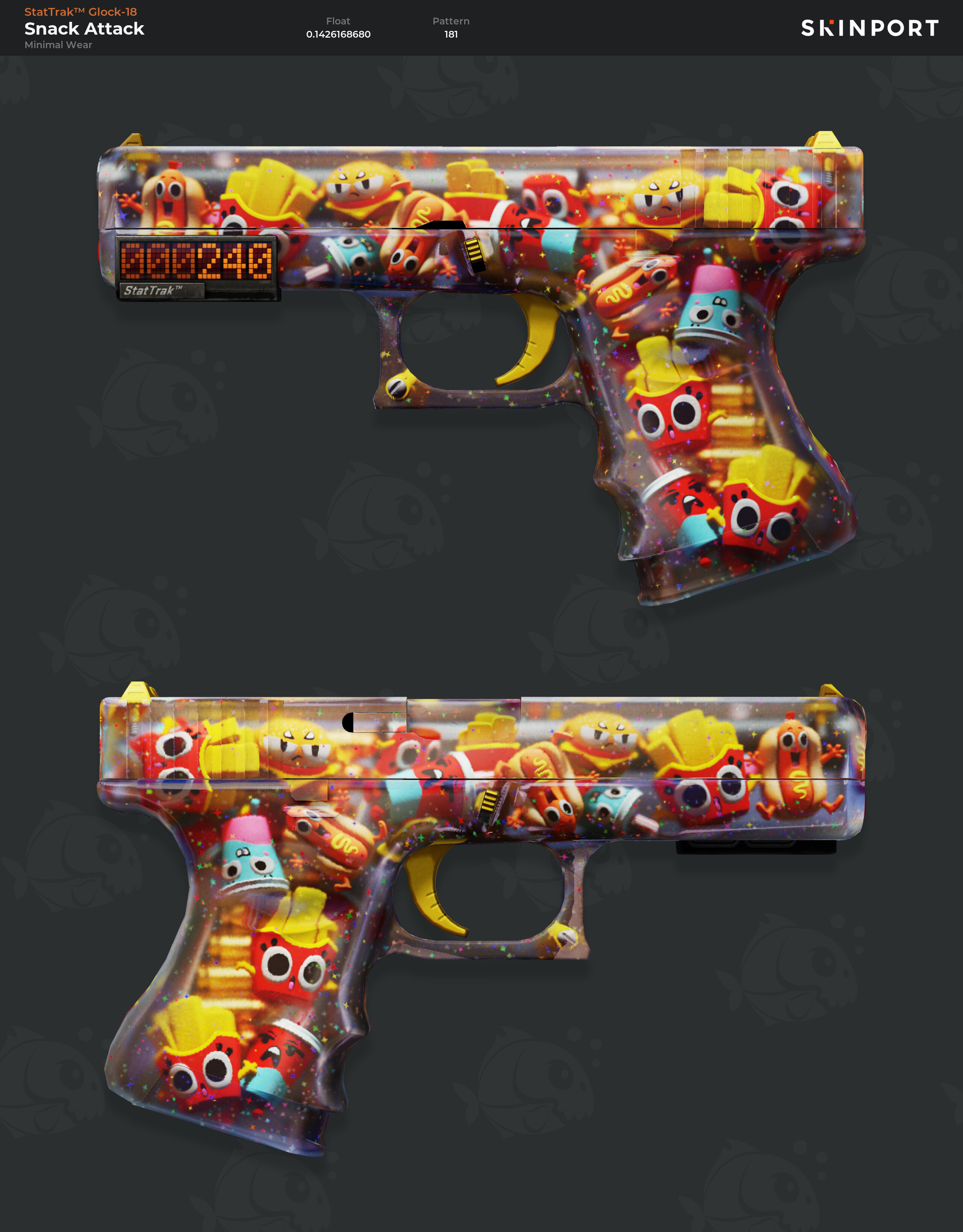 StatTrak™ Glock-18 | Snack Attack (Minimal Wear) - Counter-Strike 2 ...