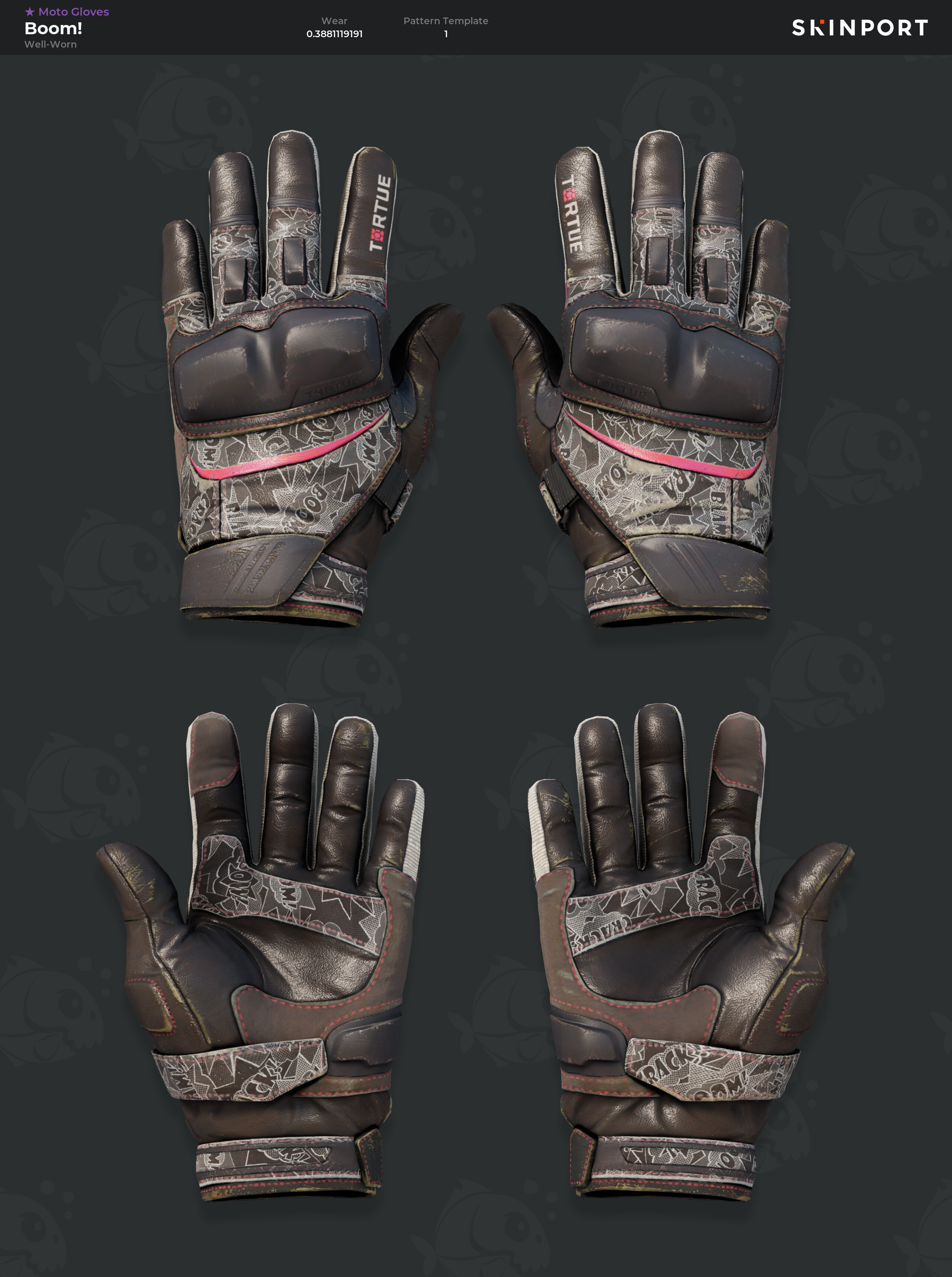 Moto Gloves | Boom! (Well-Worn) - Counter-Strike 2 - Skinport