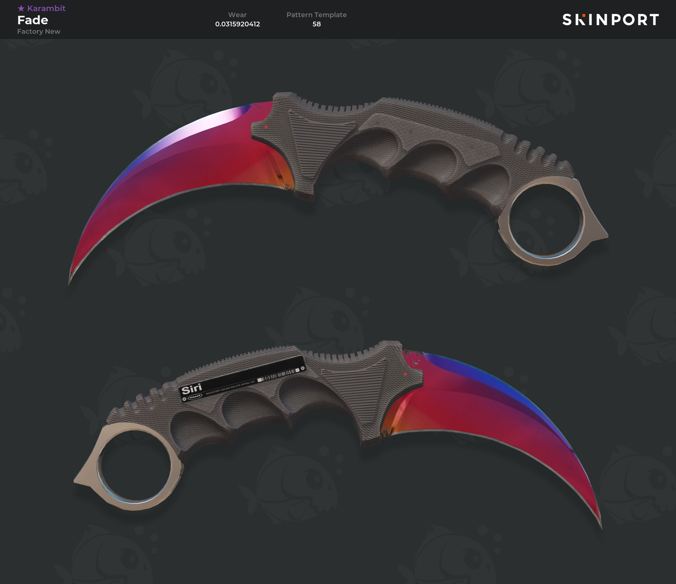 Karambit | Fade (Factory New) - Counter-Strike 2 - Skinport