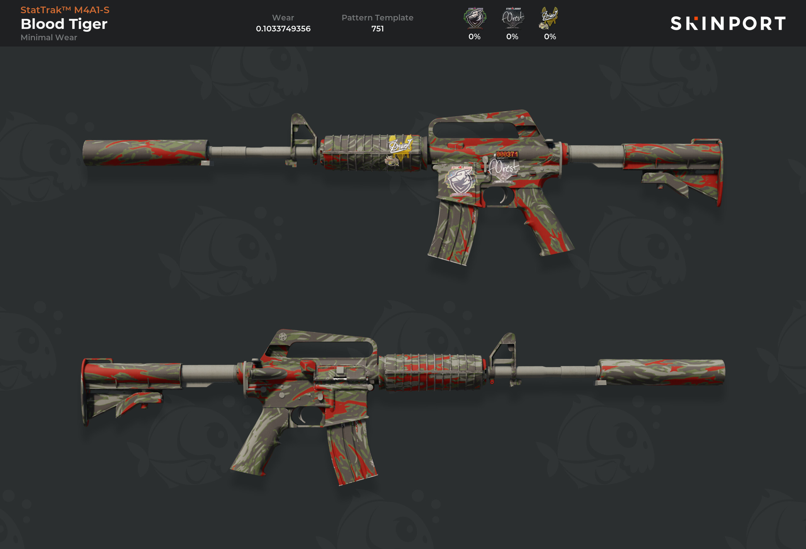 StatTrak™ M4A1-S | Blood Tiger (Minimal Wear) - Counter-Strike 2 - Skinport