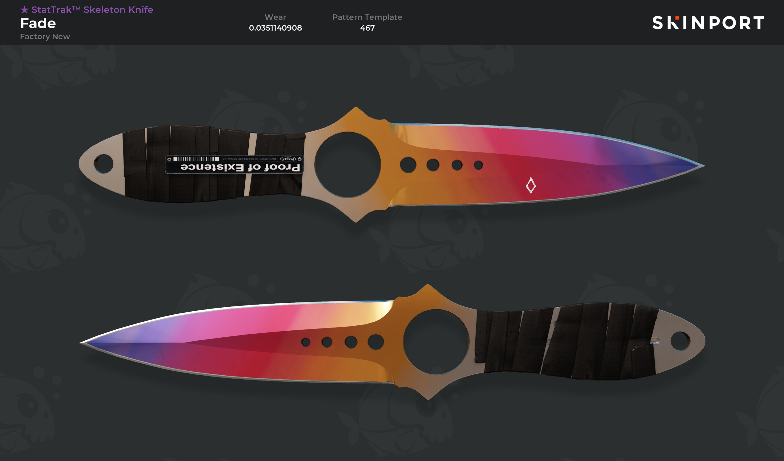 StatTrak™ Skeleton Knife | Fade (Factory New) - Counter-Strike 2 - Skinport