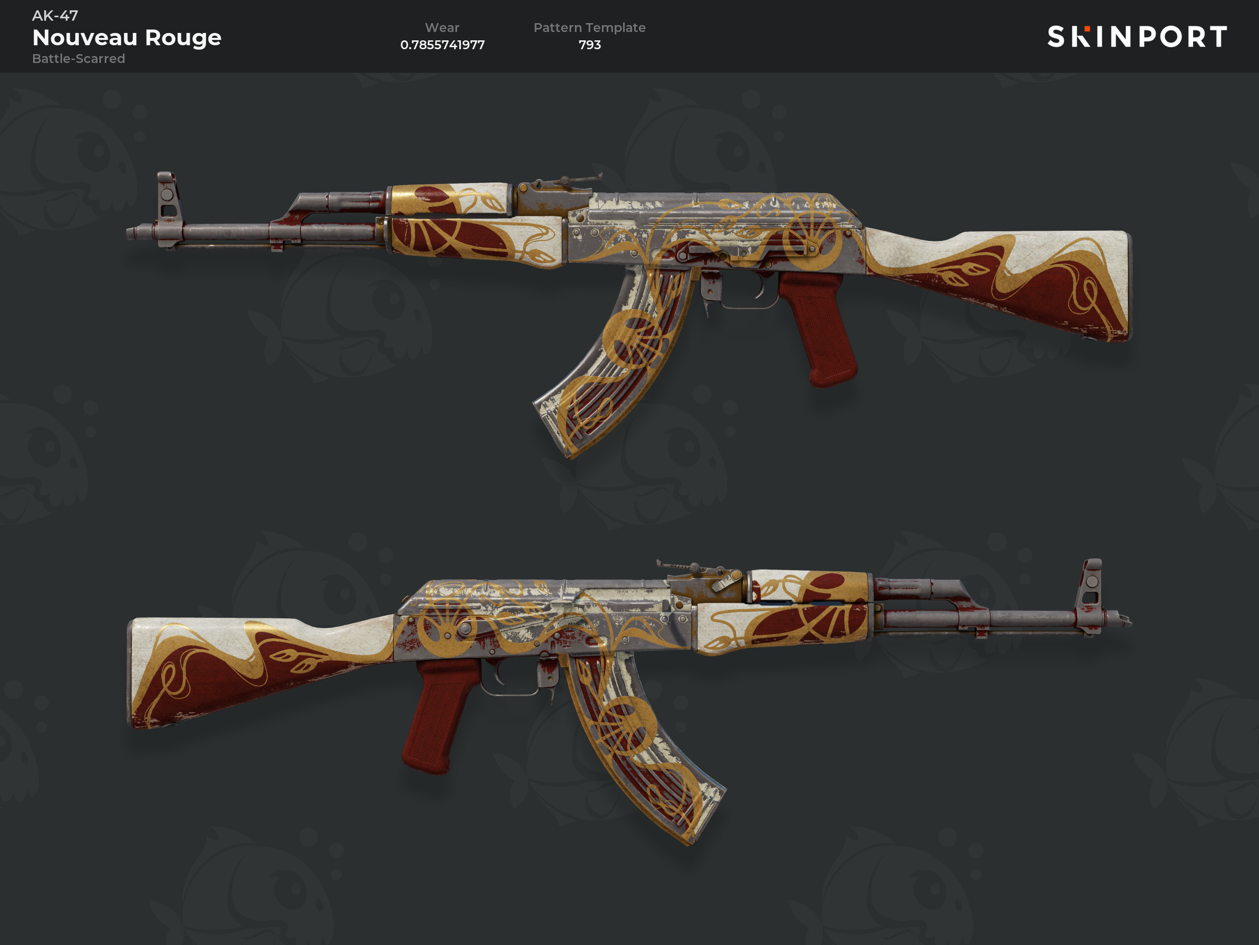 AK-47 | Nouveau Rouge (战痕累累) - Counter-Strike 2 - Skinport