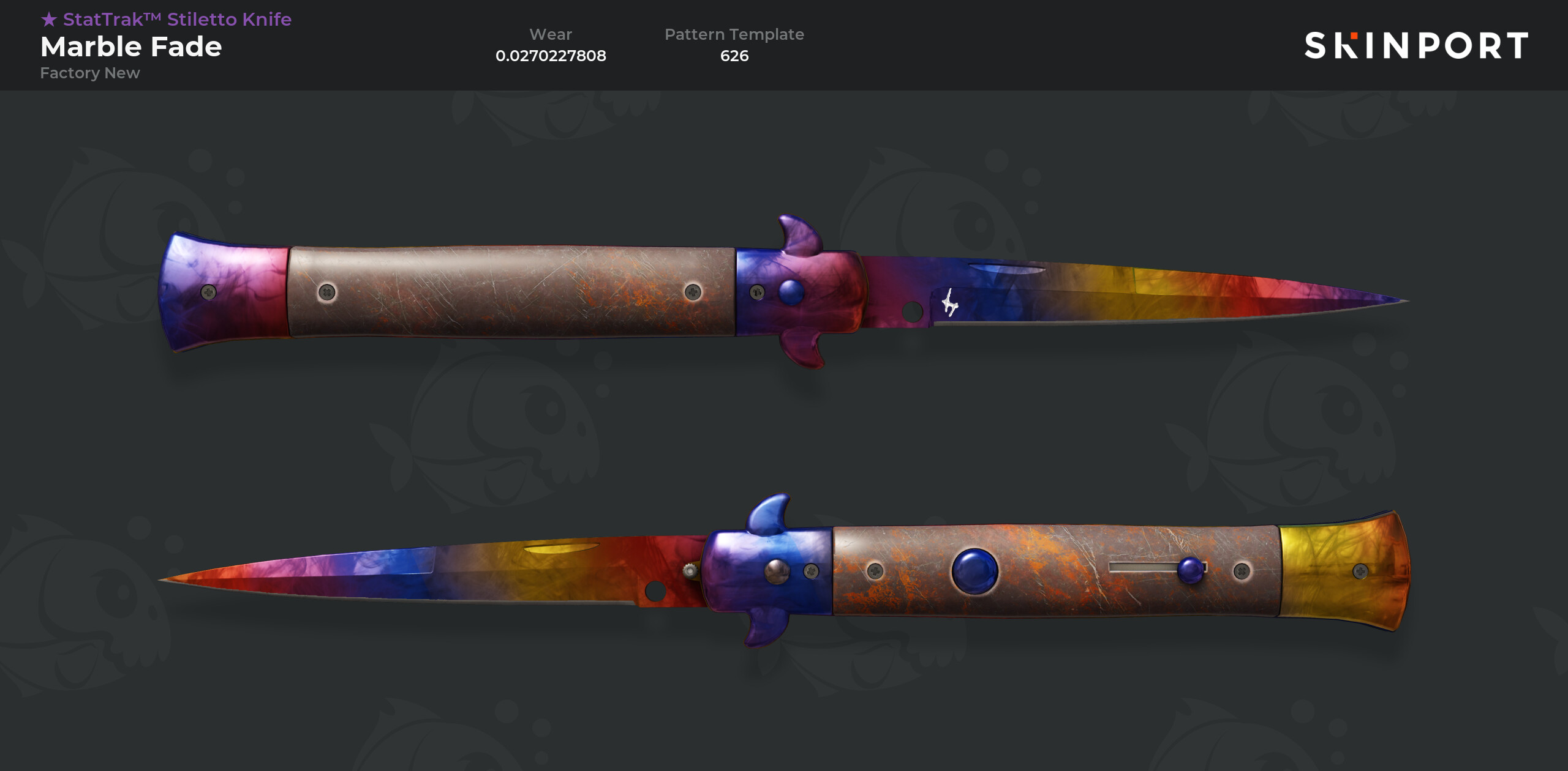 StatTrak™ Stiletto Knife | Marble Fade (Factory New) - Counter-Strike 2 ...