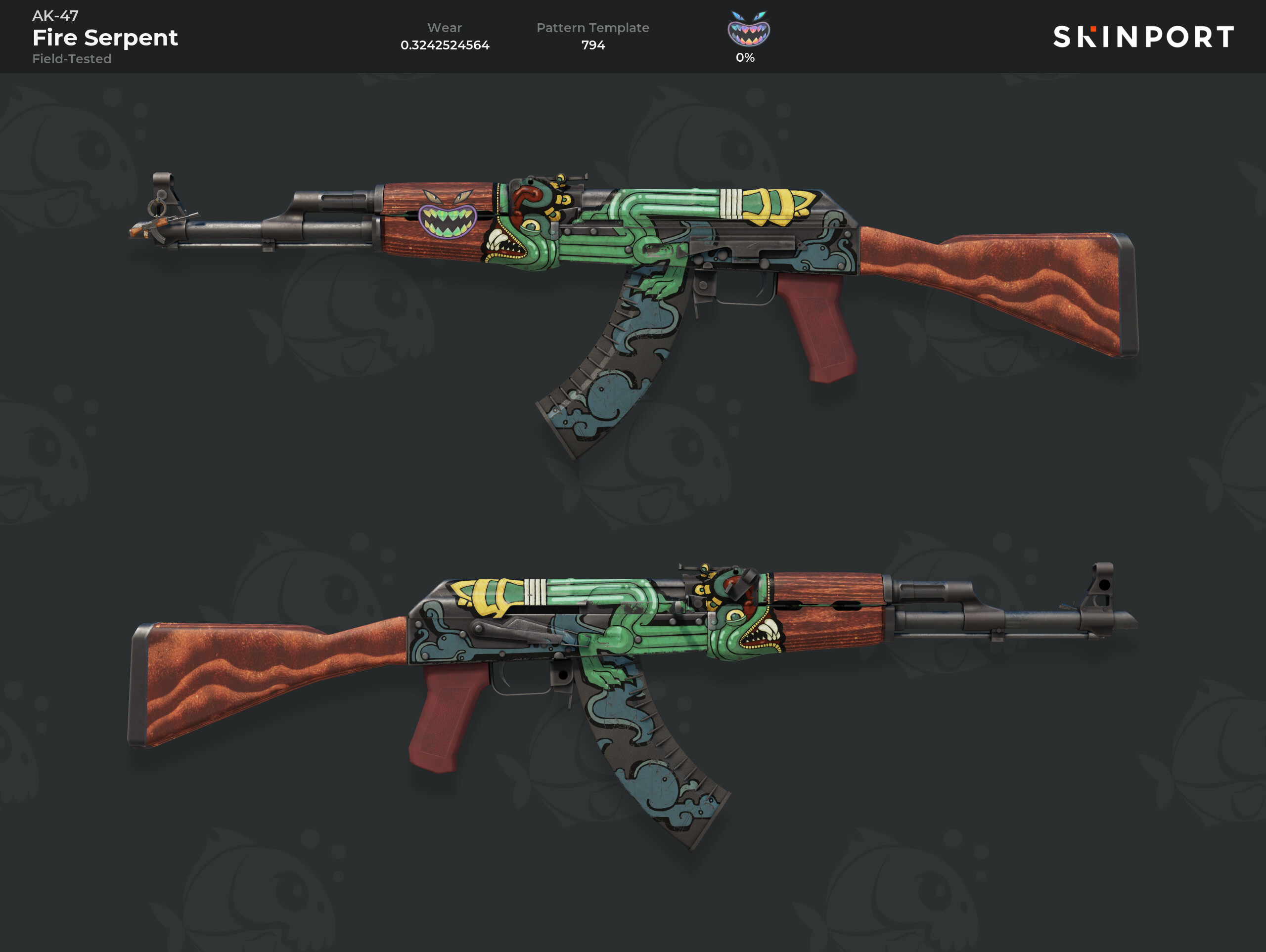 AK-47 | Fire Serpent (Testad i fält) - Counter-Strike 2 - Skinport