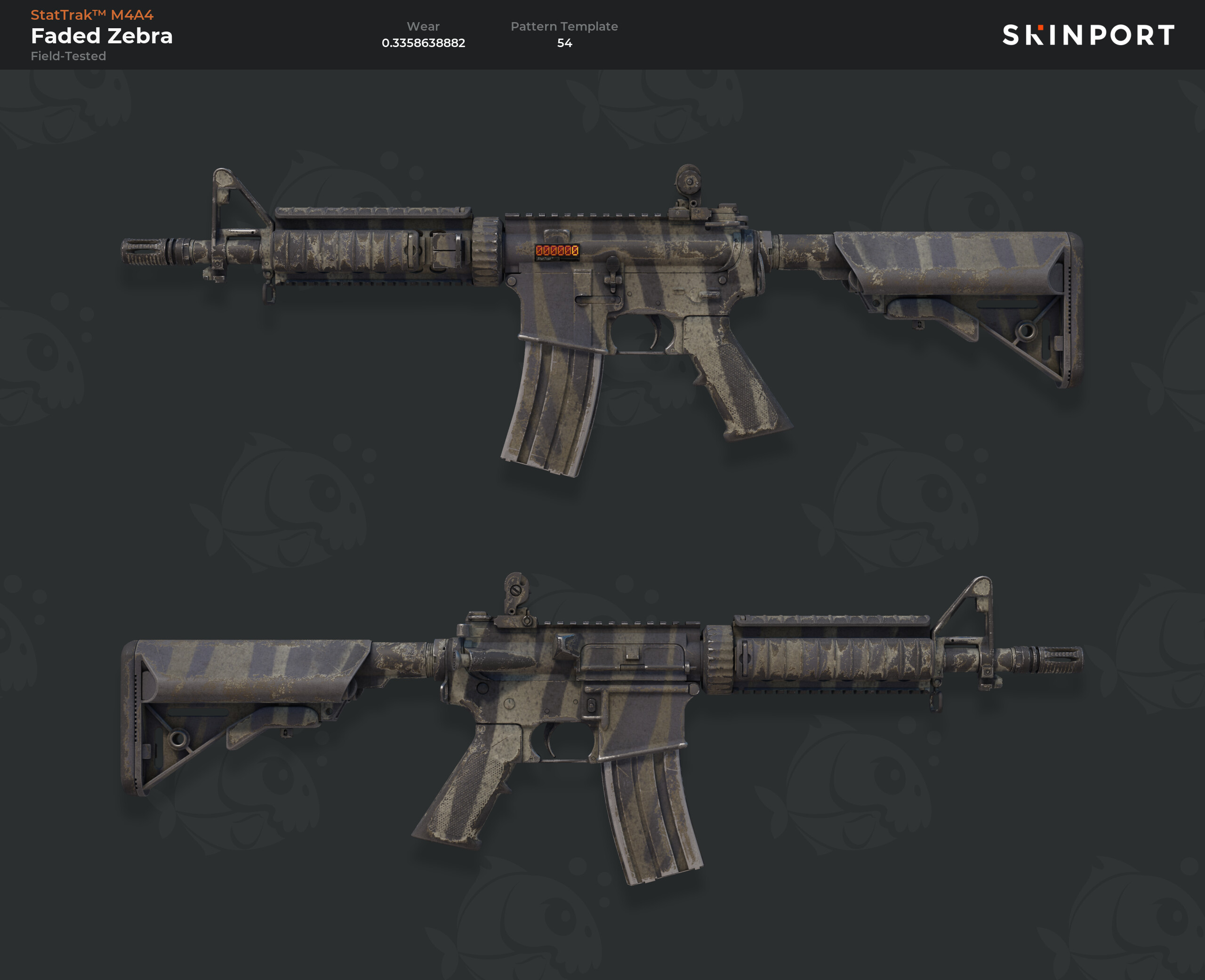 StatTrak™ M4A4 | Faded Zebra (Field-Tested) - Counter-Strike 2 - Skinport