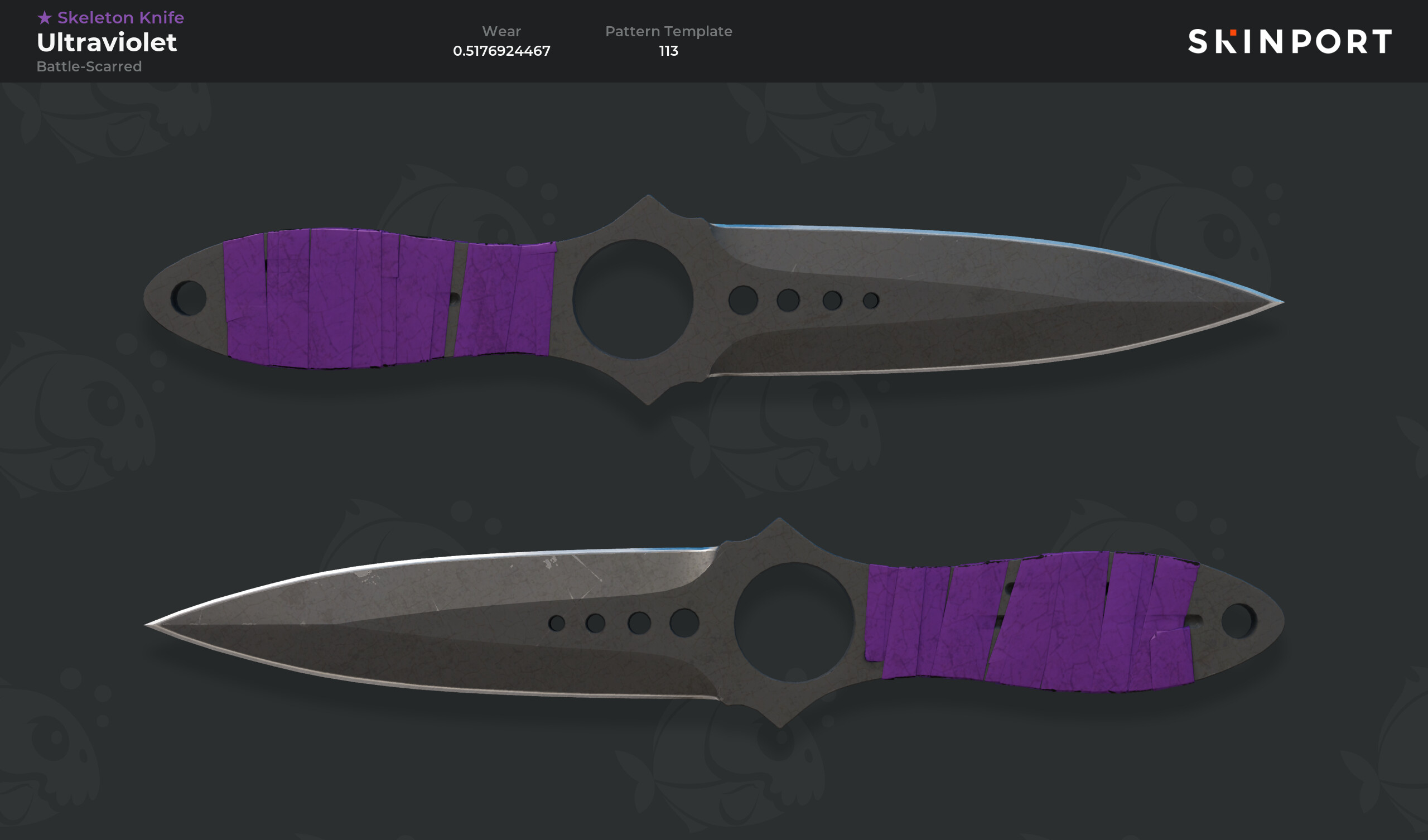Skeleton Knife | Ultraviolet (Battle-Scarred) - Counter-Strike 2 - Skinport