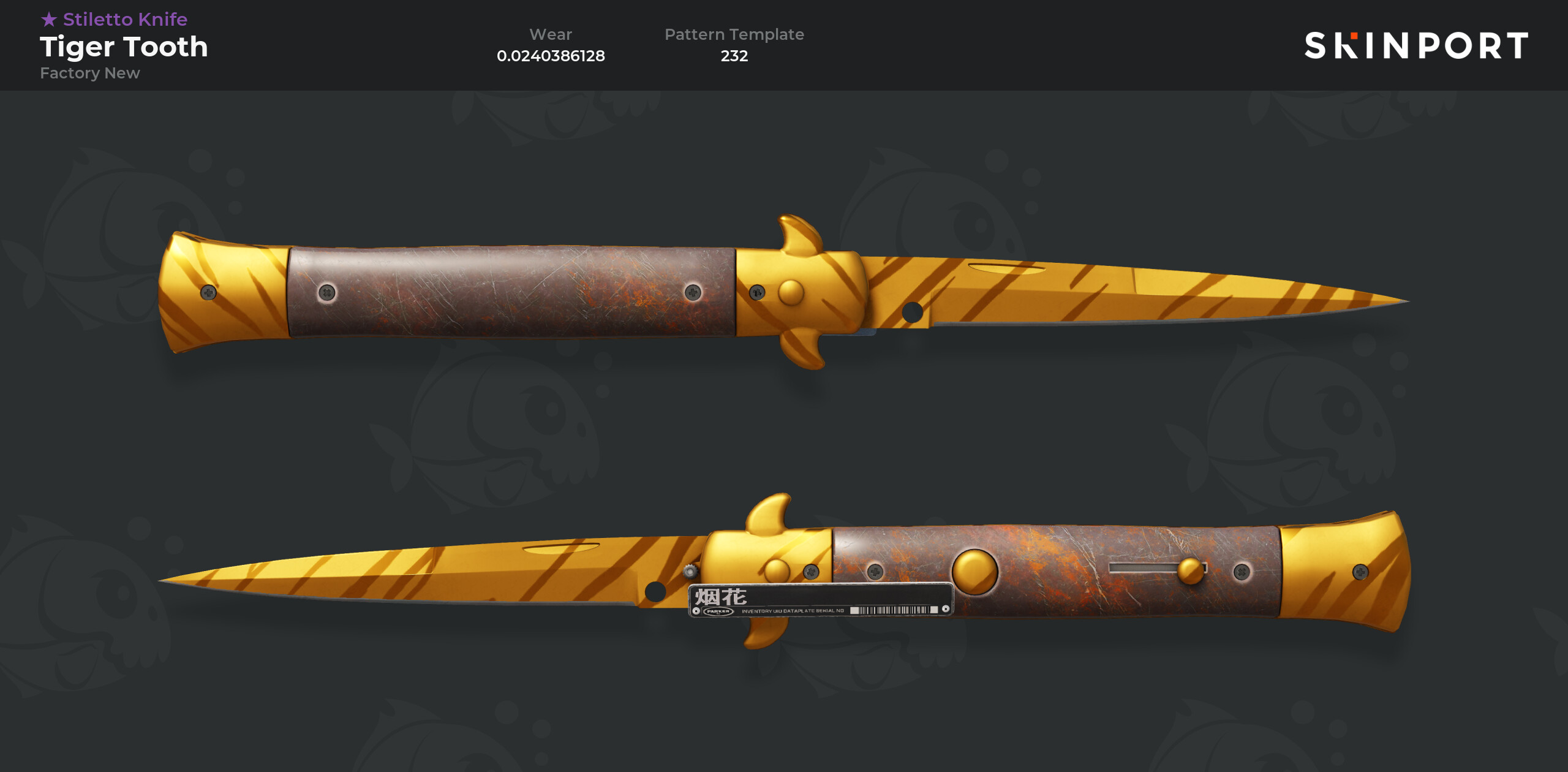 Stiletto Knife | Tiger Tooth (Factory New) - Counter-Strike 2 - Skinport