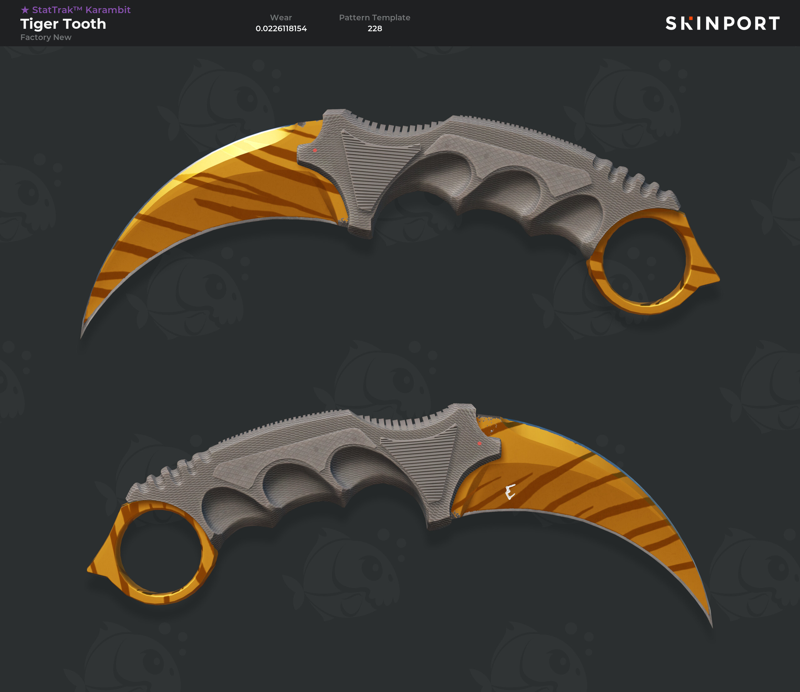 Karambit (★ StatTrak™) | Tiger Tooth (Fabriksny) - Counter-Strike 2 ...