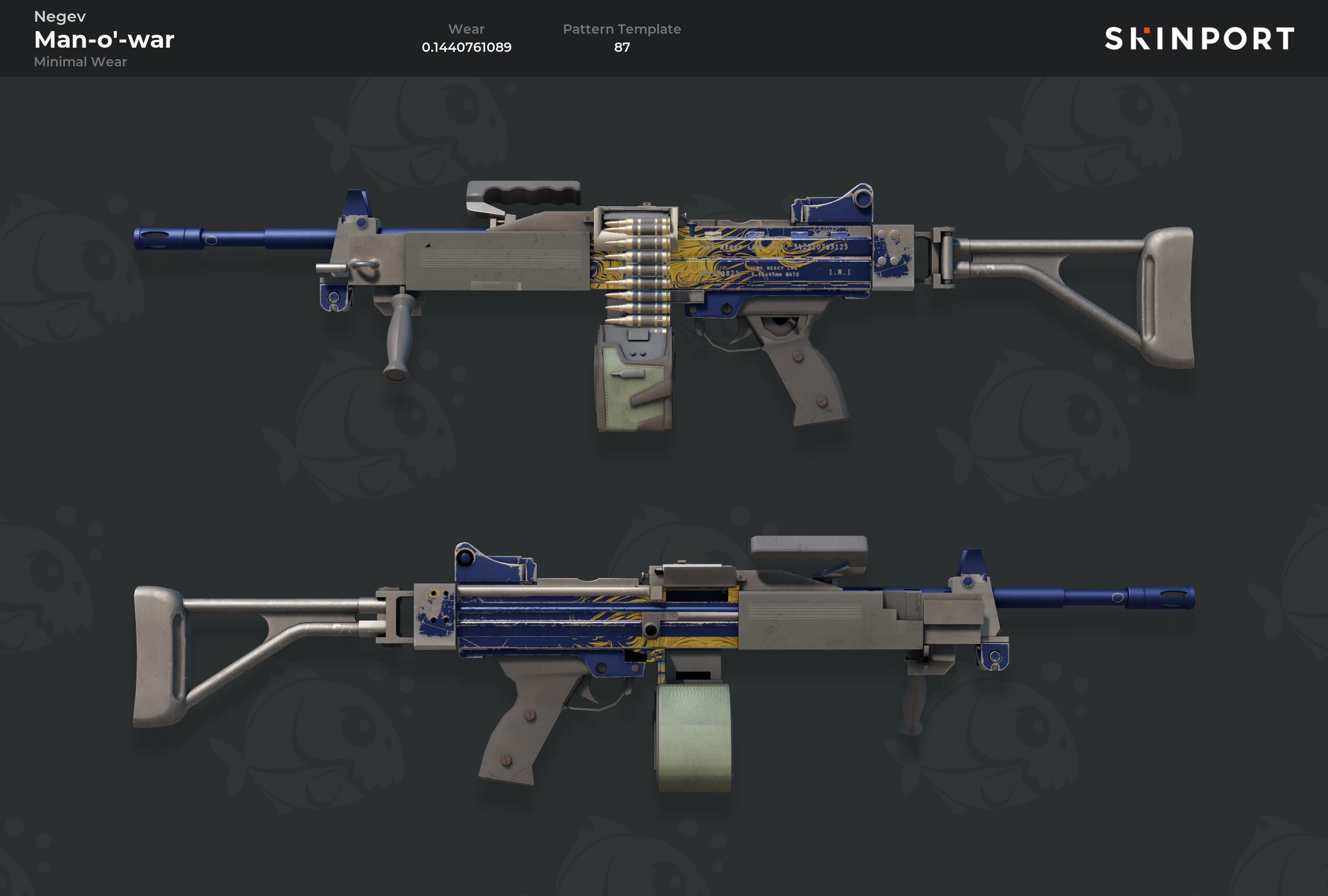 Negev | Man-o'-war (Minimal Wear) - Counter-Strike 2 - Skinport