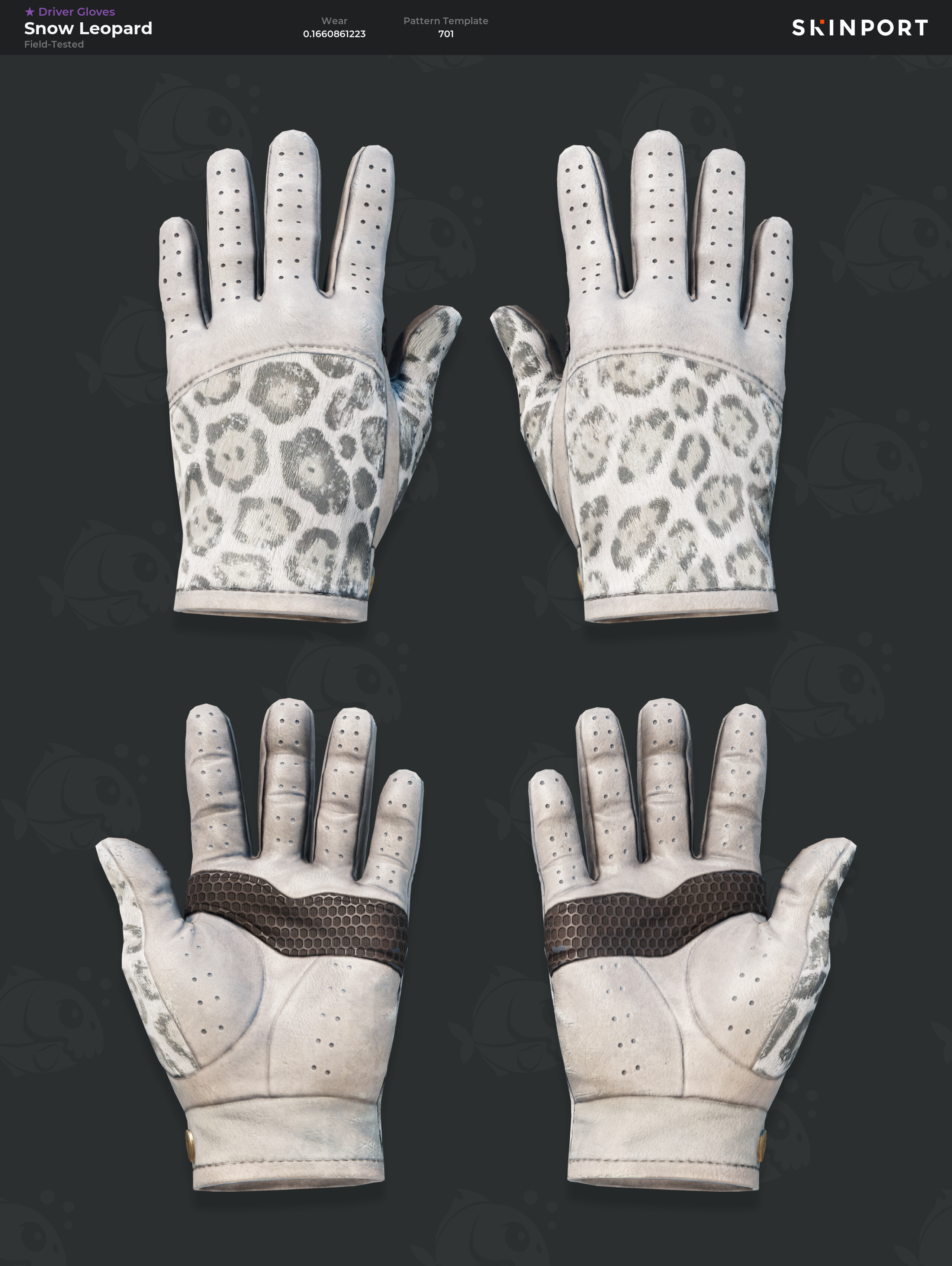 Driver Gloves | Snow Leopard (Field-Tested) - Counter-Strike 2 - Skinport
