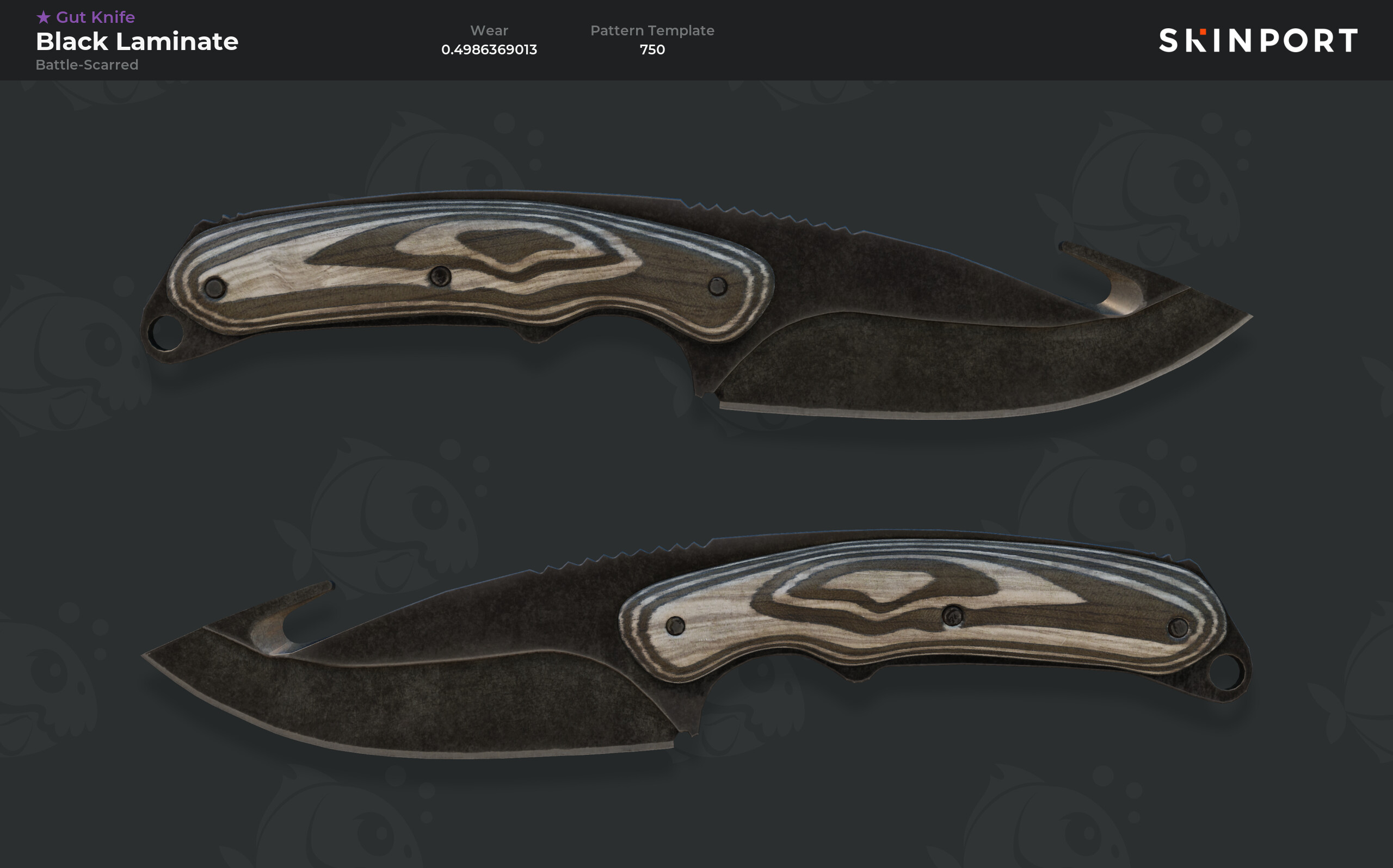 Gut Knife | Black Laminate (Battle-Scarred) - Counter-Strike 2 - Skinport