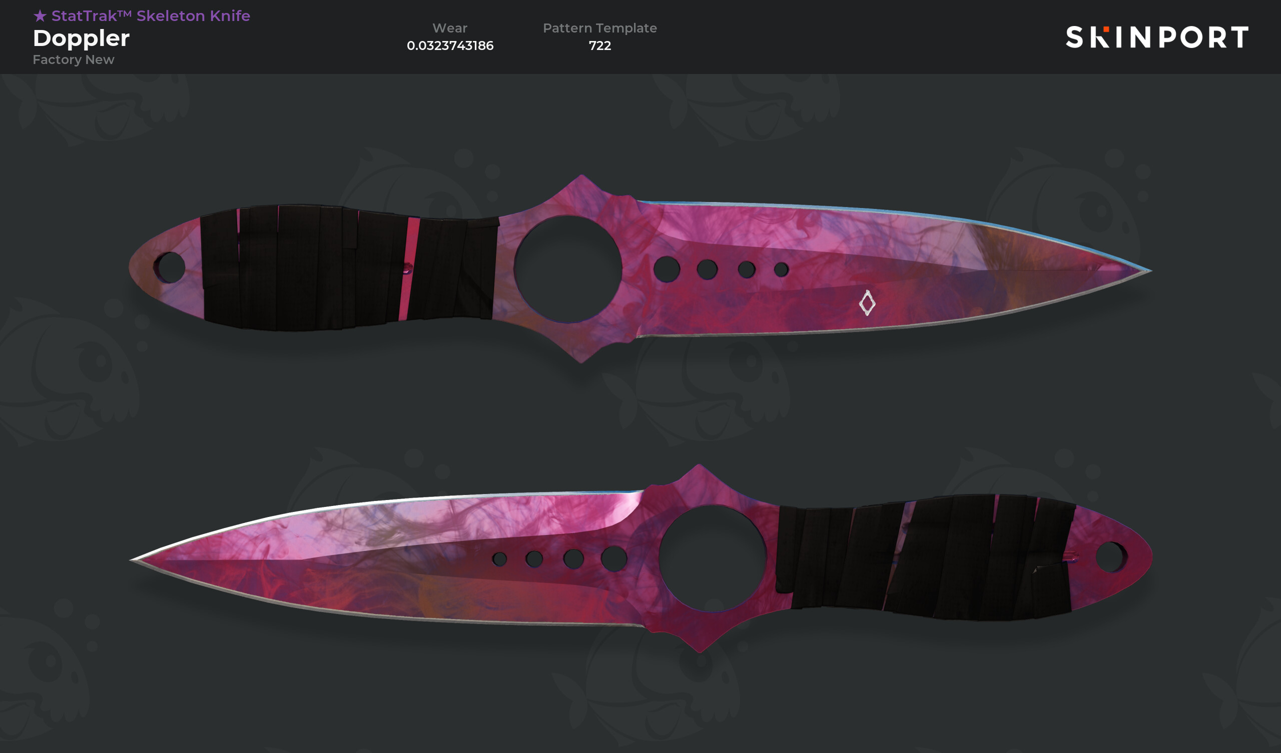 Купить ★ StatTrak™ Skeleton Knife | Doppler (Factory New) - цена 2085. ...