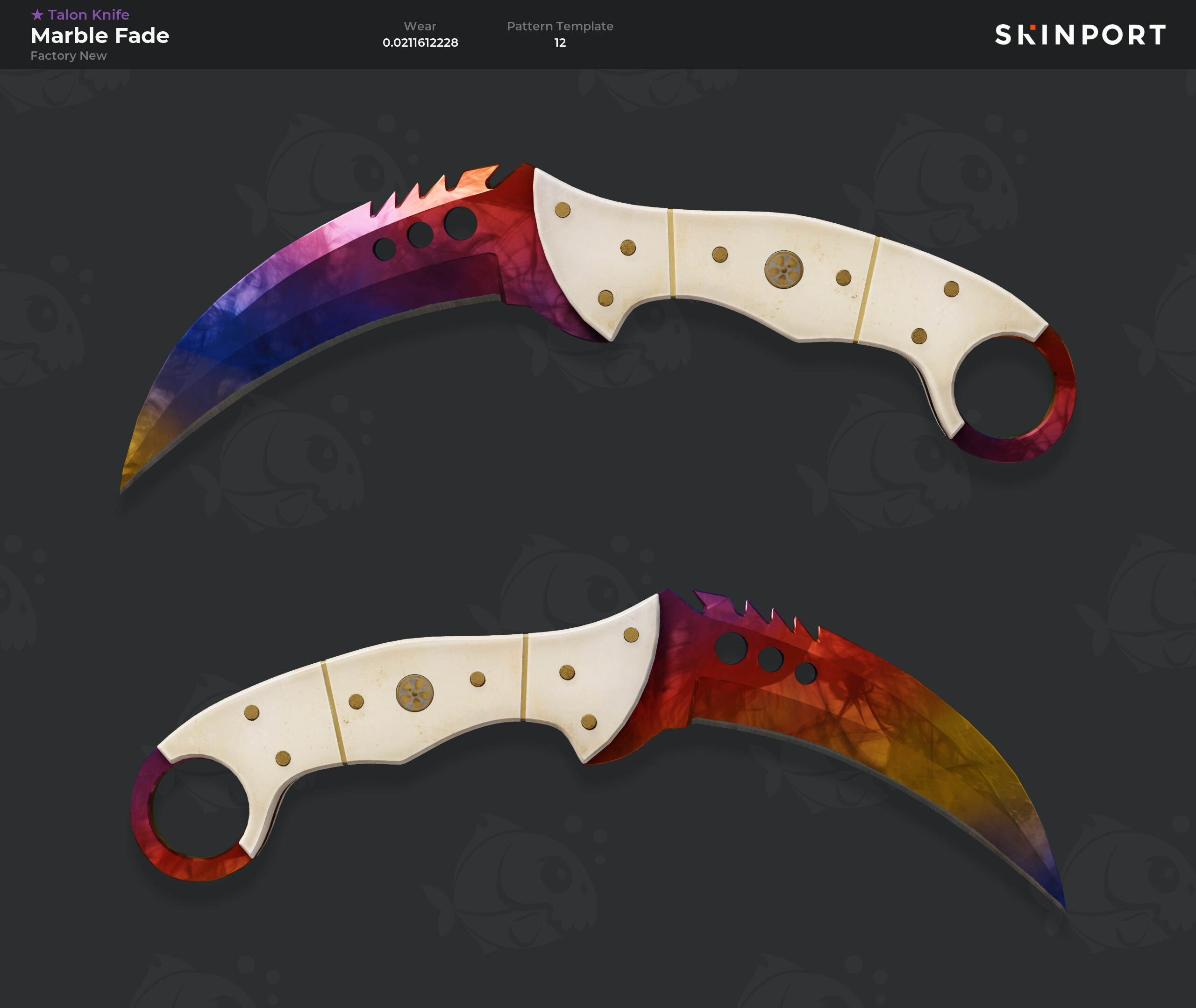 Купить ★ Talon Knife | Marble Fade (Factory New) - цена 938.94 $ USD ...