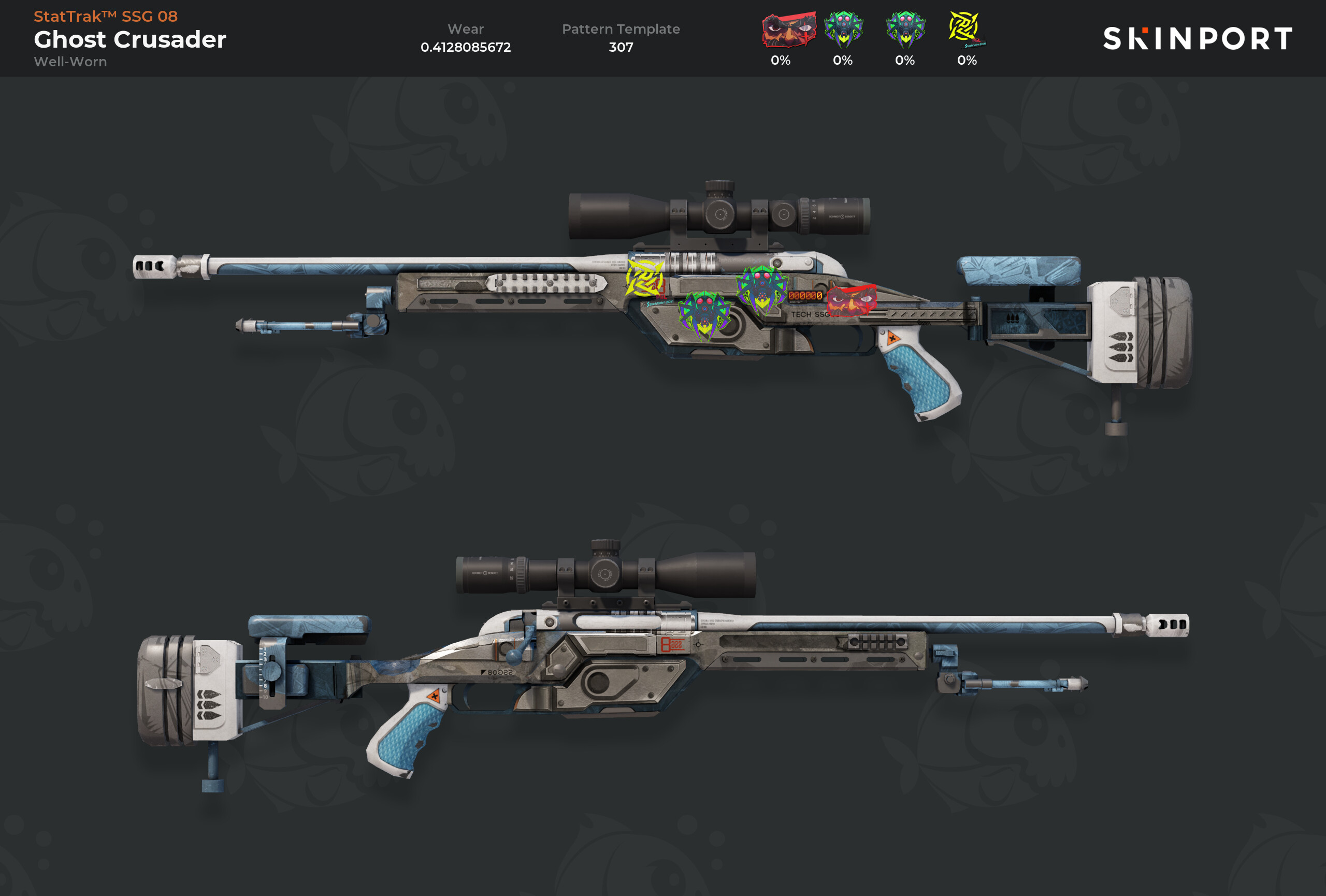 Купить StatTrak™ SSG 08 | Ghost Crusader (Well-Worn) - цена 141.29 ₽ RUB | Купить скины КС 2 / КС ГО