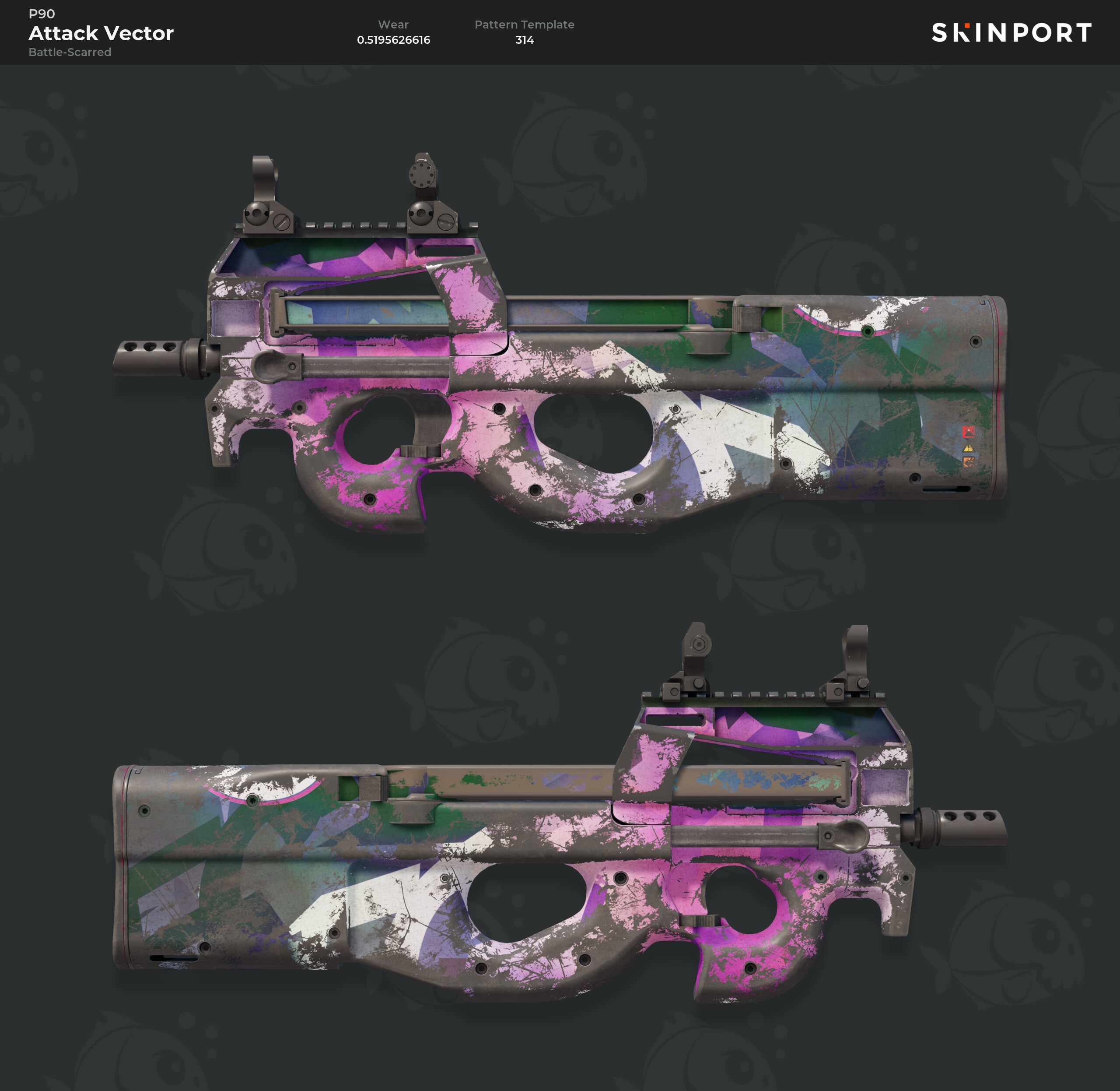 Купить P90 | Attack Vector (Battle-Scarred) - цена 6.22 $ USD | Купить скины КС 2 / КС ГО