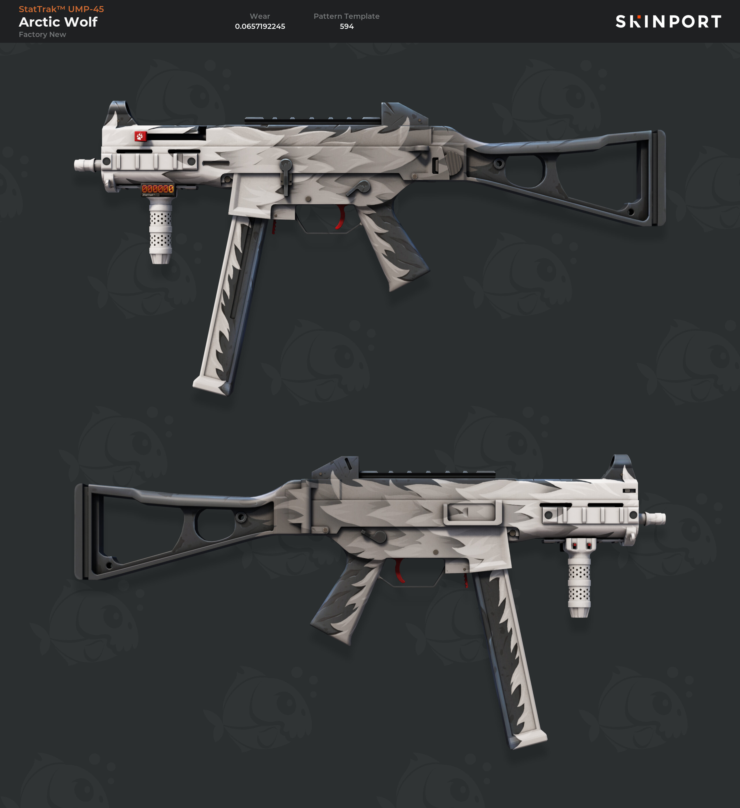 Купить StatTrak™ UMP-45 | Arctic Wolf (Factory New) - цена 3.31 $ USD | Купить скины КС 2 / КС ГО