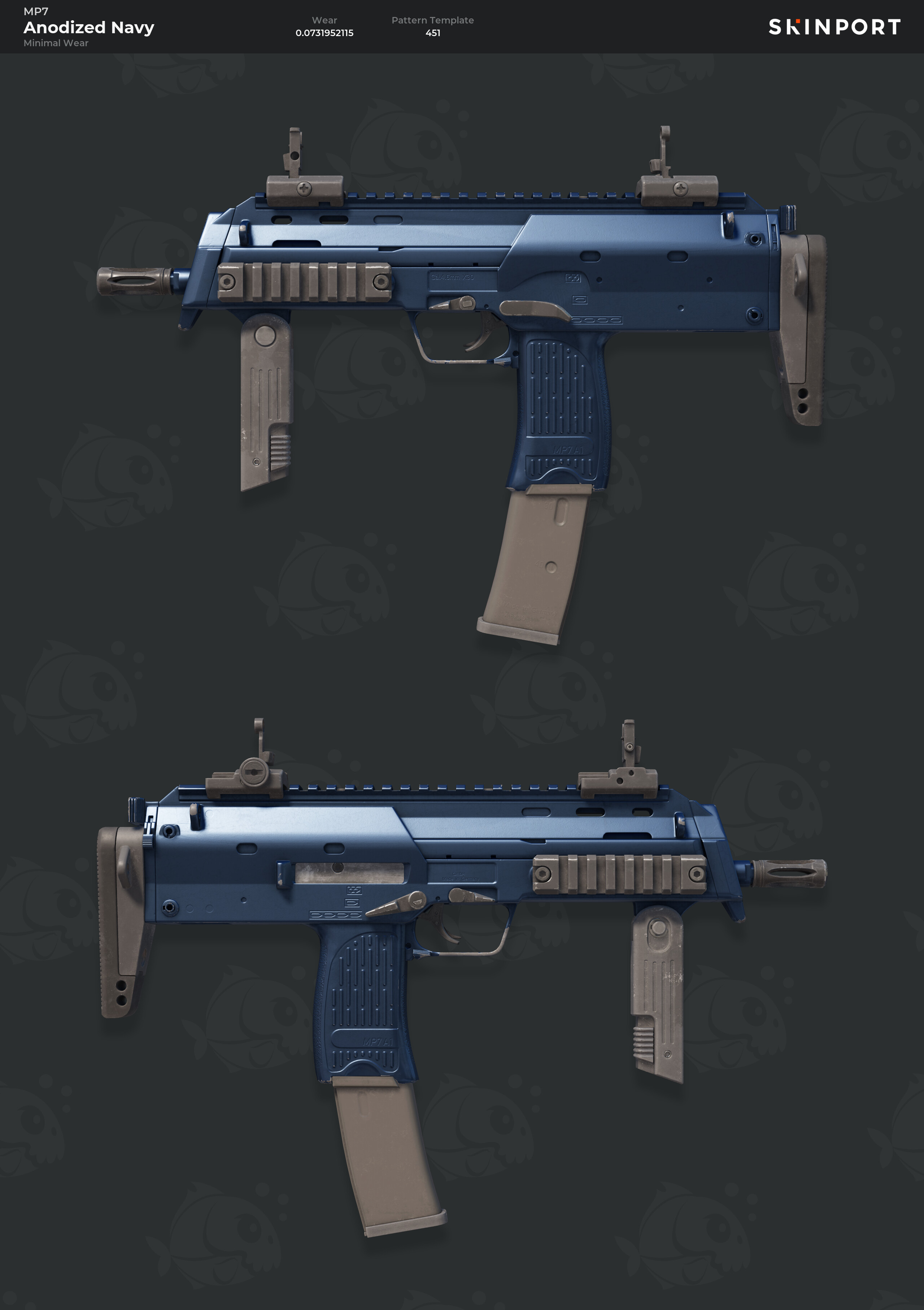Купить MP7 | Anodized Navy (Minimal Wear) - цена 85.43 ₽ RUB | Купить скины КС 2 / КС ГО
