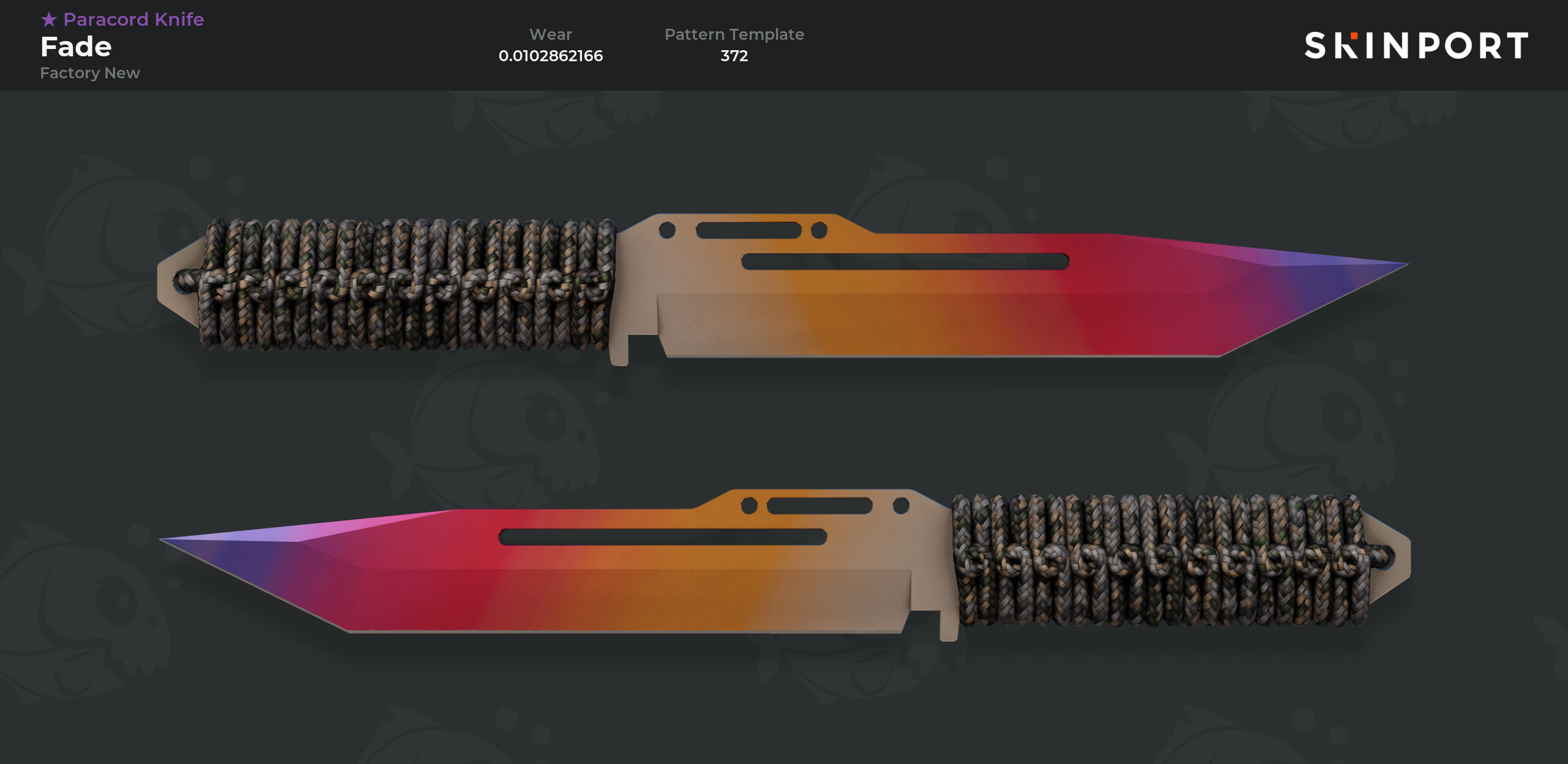 Купить ★ Paracord Knife | Fade (Factory New) - цена 374.5 $ USD ...