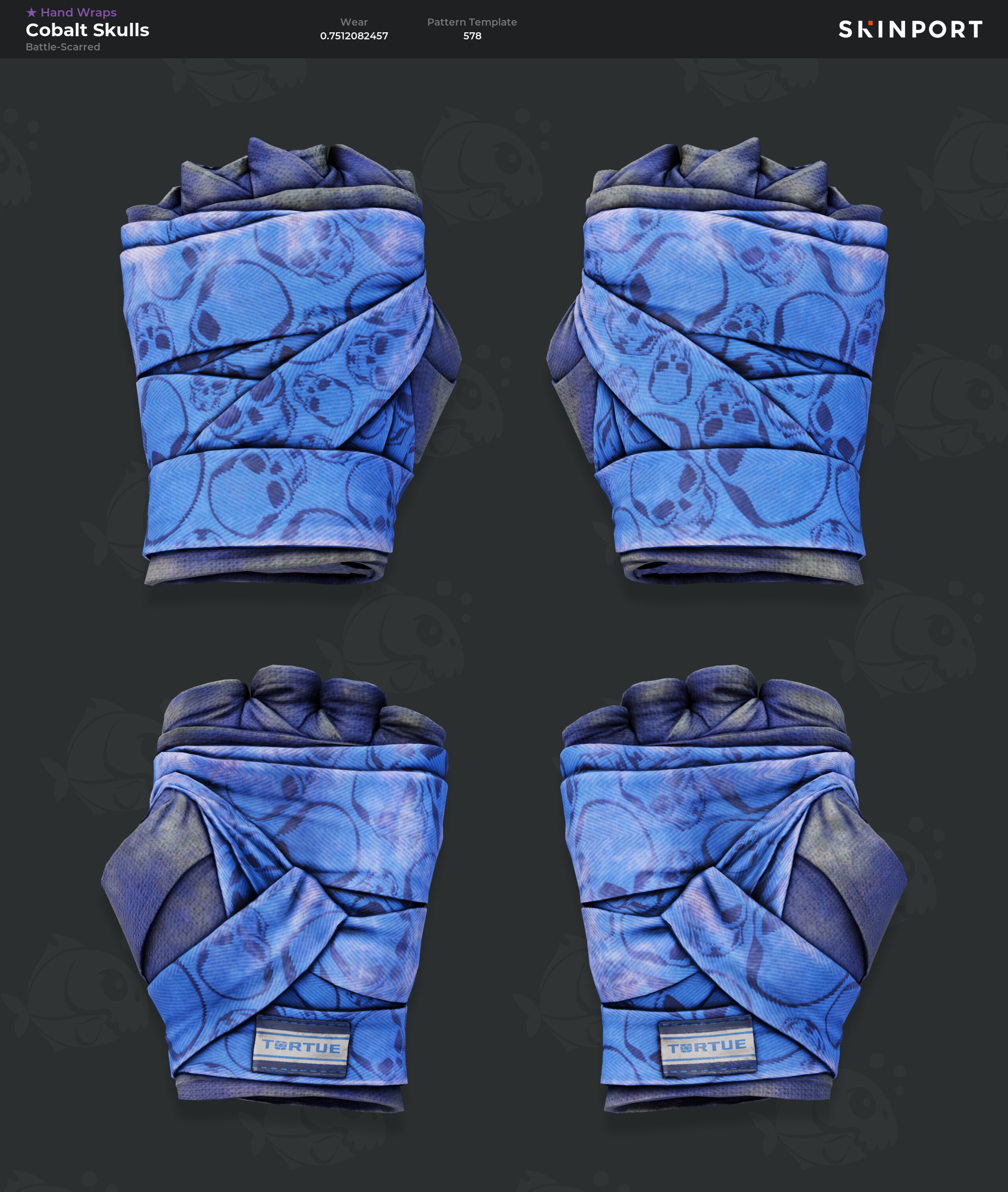 Купить ★ Hand Wraps | Cobalt Skulls (Battle-Scarred) - цена 30979.63 ...